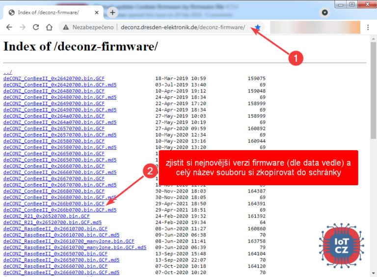 deCONZ ConBee II/RaspBee II - aktualizace firmware v Dockeru - IOTcz.cz